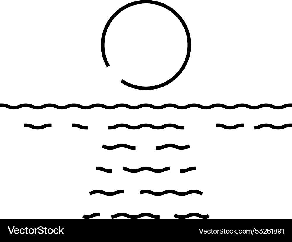 Sea sunset sun summer sunlight line icon Vector Image