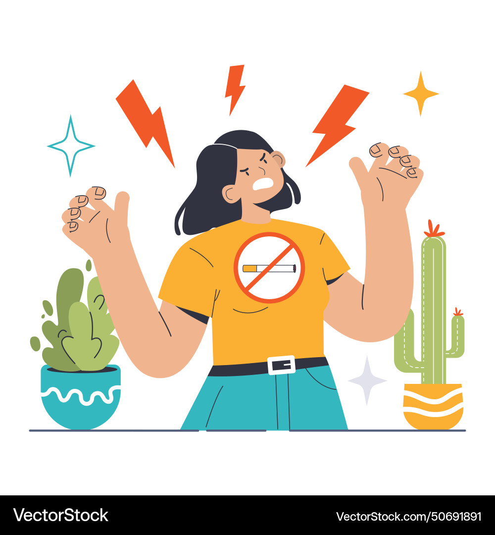 Withdrawal symptoms concept flat Royalty Free Vector Image