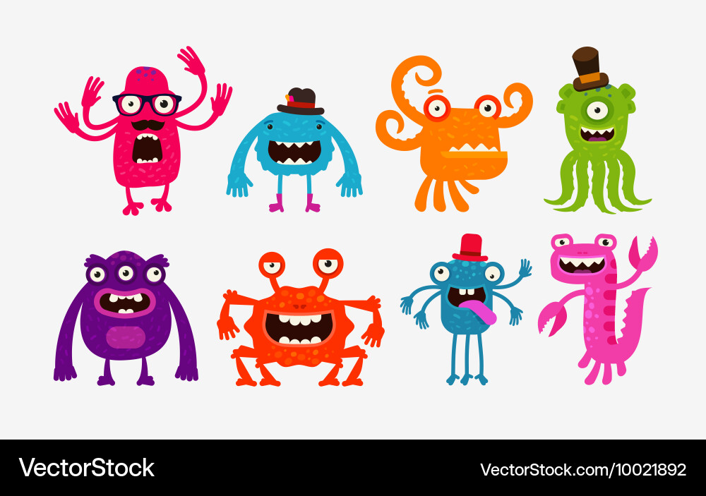 Cartoon monsters or bogeyman set Royalty Free Vector Image