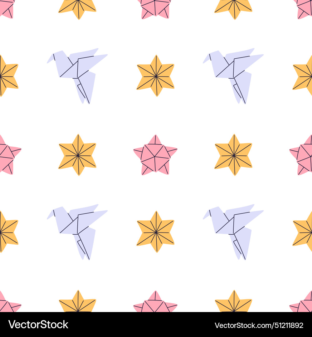 Cartoon origami seamless pattern folded paper Vector Image