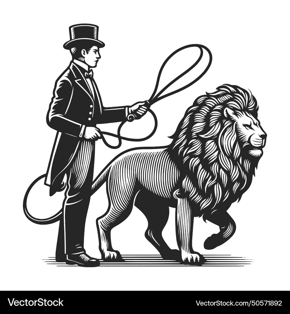 Circus trainer with lion Royalty Free Vector Image