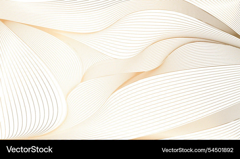 Golden linear background gold lines in wave form Vector Image