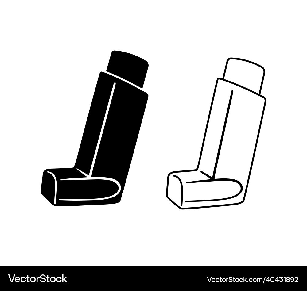 Inhaler outline icon breathing asthma Royalty Free Vector