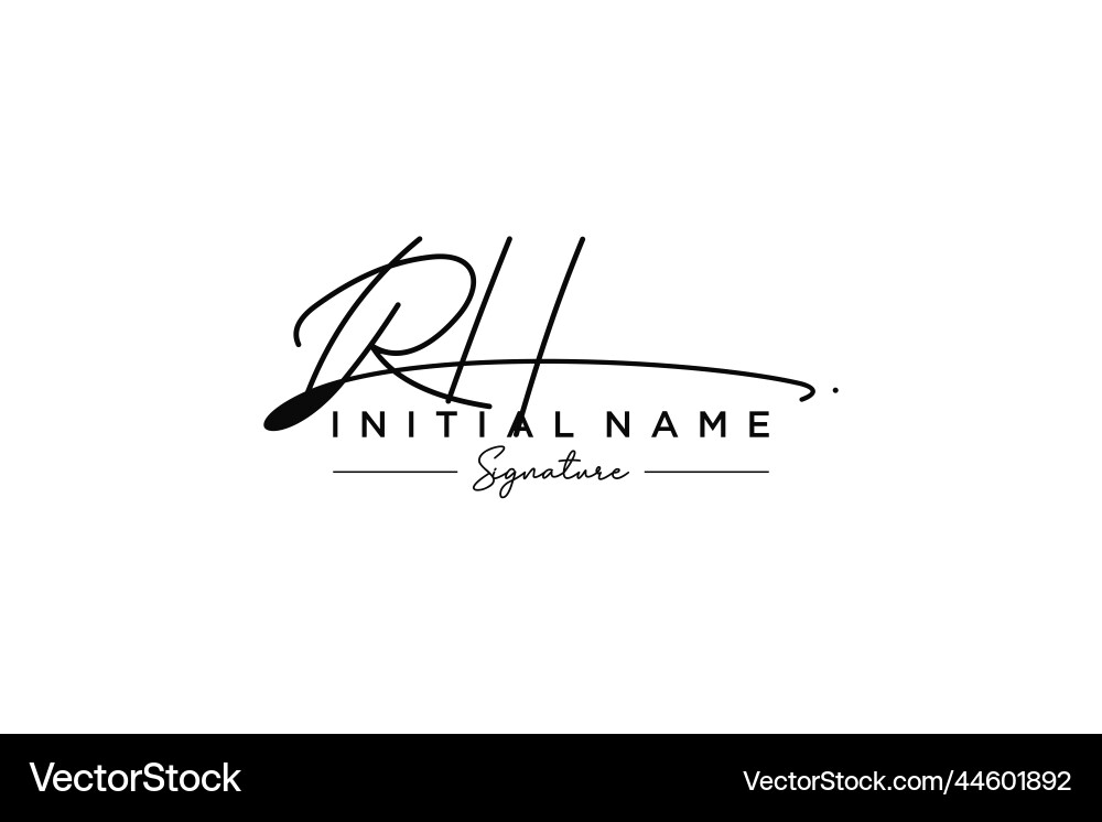 Initial rh signature logo template hand drawn Vector Image