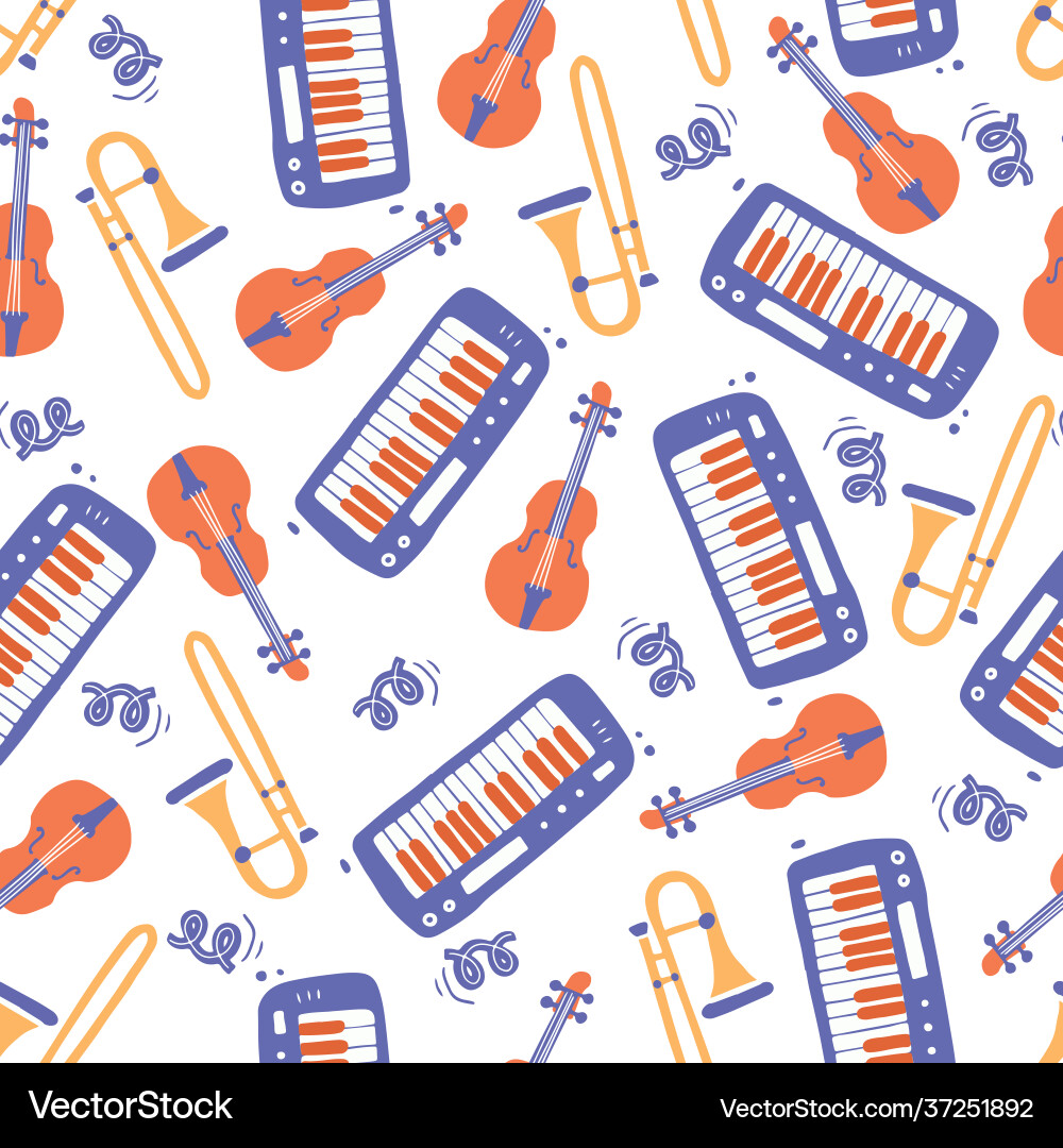 Seamless pattern musical instrument Royalty Free Vector