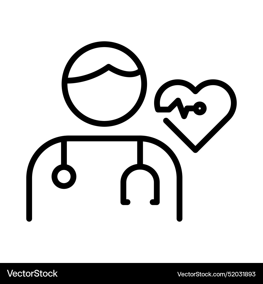 Cardiologist icon linear logo mark in black Vector Image