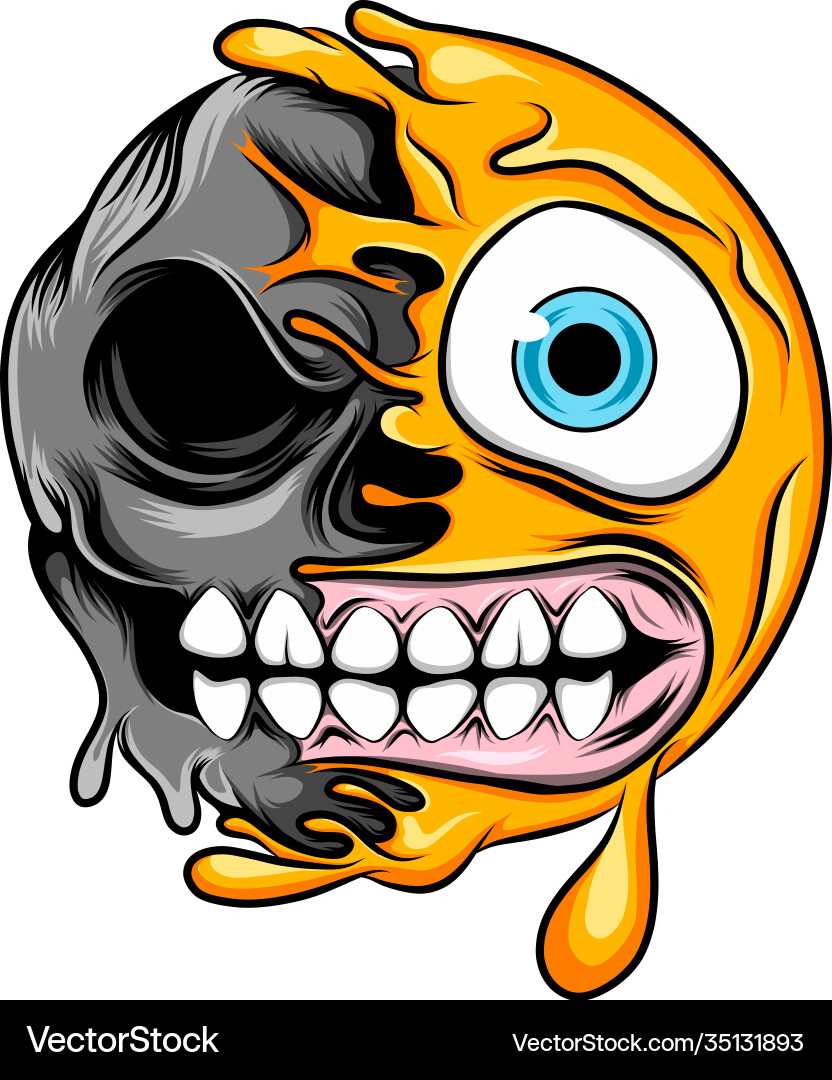 Creepy Monster Skull Emoticon Royalty Free Vector Image