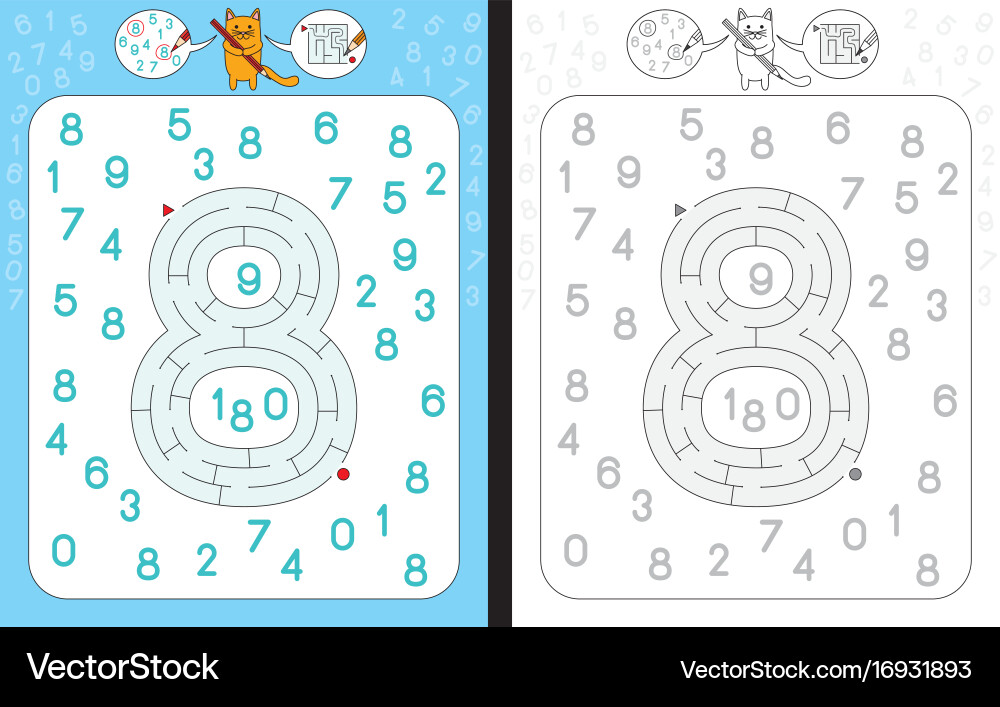 Maze number 8 Royalty Free Vector Image - VectorStock
