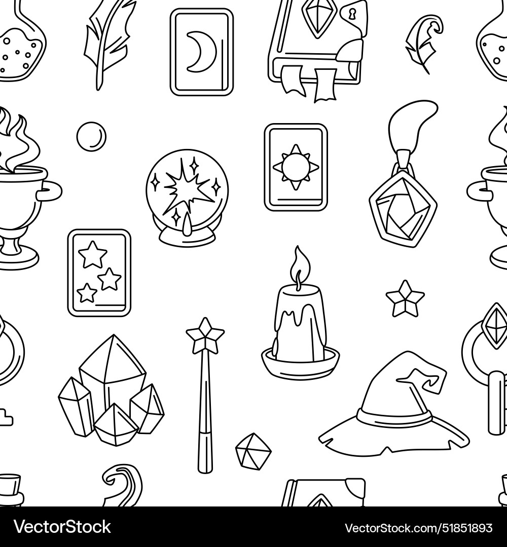 Pattern with magic items witchcraft alchemy Vector Image