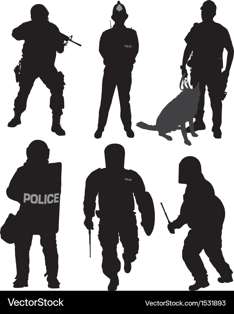 Policeman silhouette Royalty Free Vector Image
