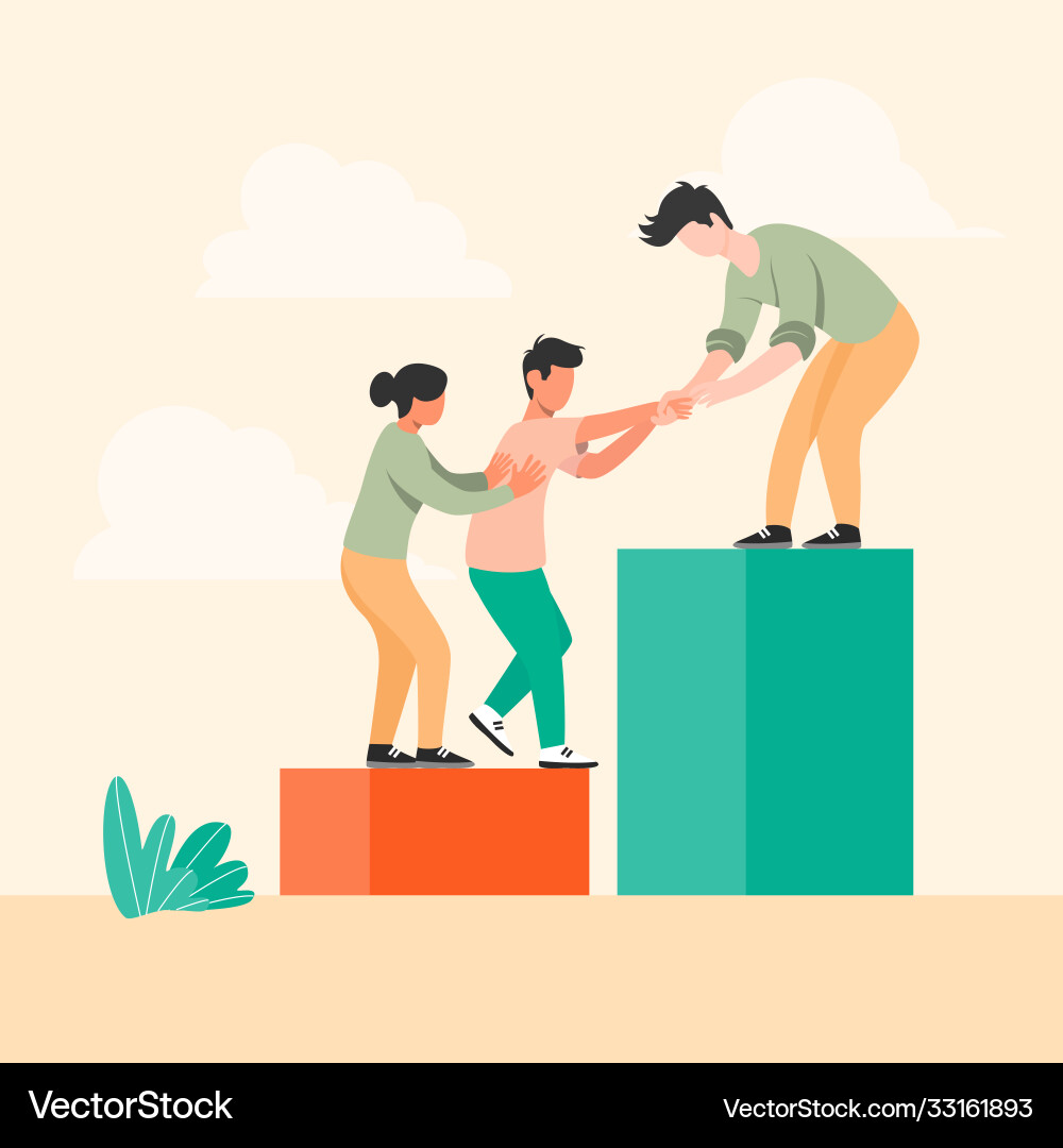 Worker helping each other for business group Vector Image