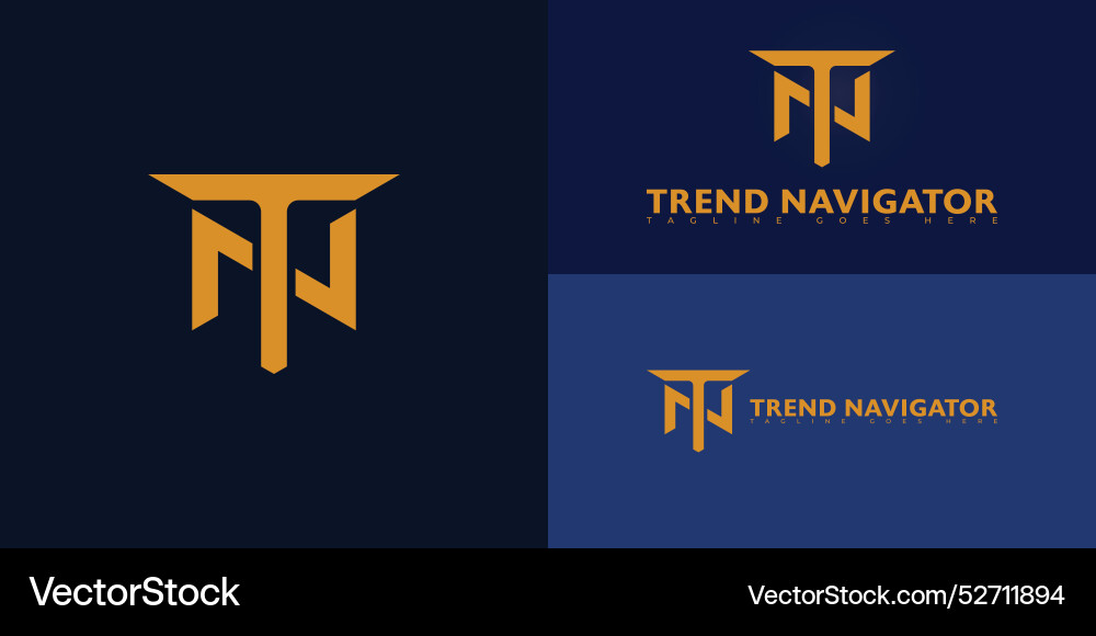 Abstract initial letter tn or nt in gold color Vector Image