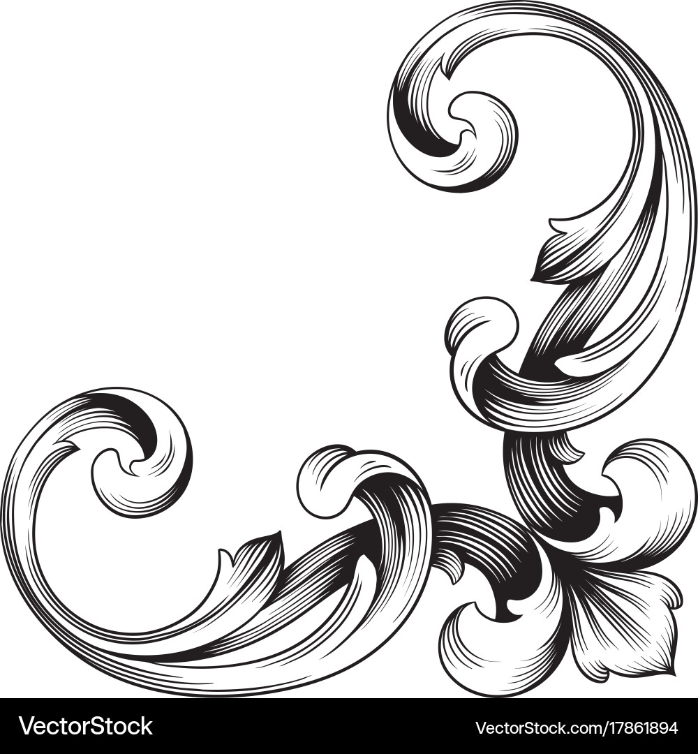 Baroque Floral Ornament – Royalty-Free Vector | VectorStock