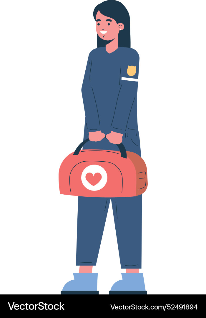 Female paramedic character with first aid kit Vector Image