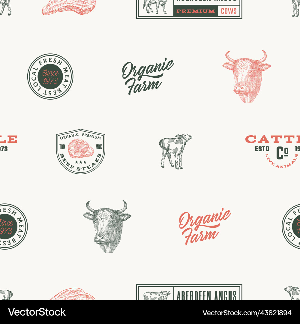 Hand drawn cows and typography Royalty Free Vector Image