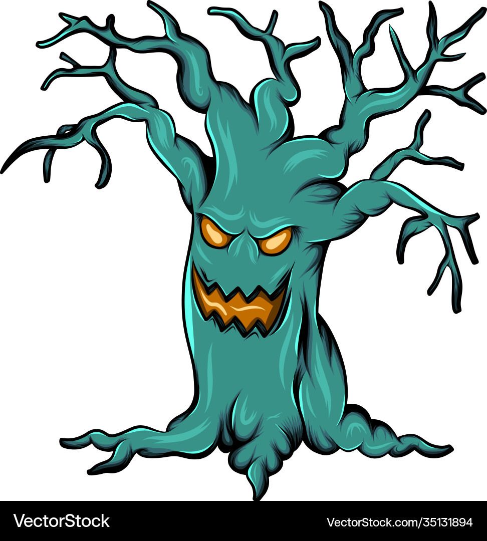 Monster tree with face in trunk Royalty Free Vector Image