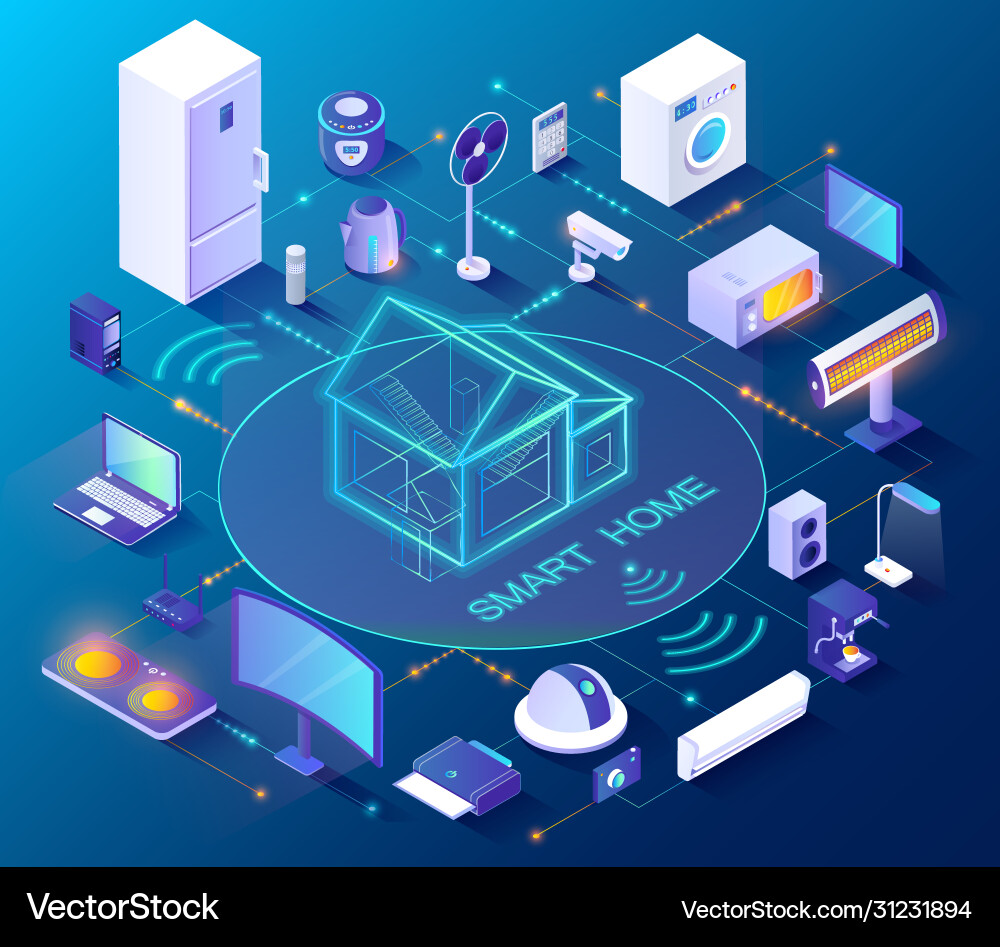 Smart Home Technology Icons Royalty Free Vector Image