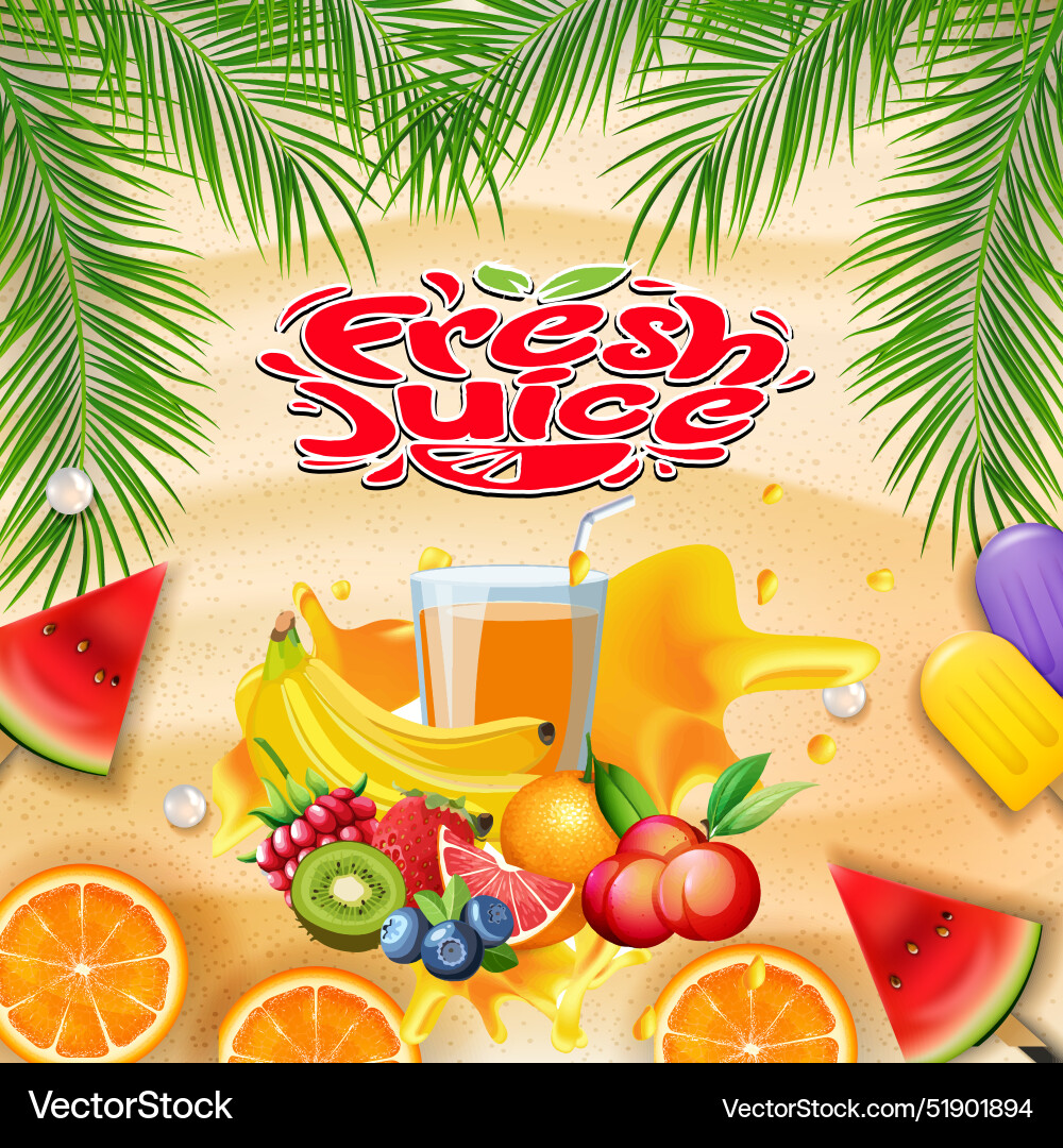 Summer juice drink shop banner design Royalty Free Vector