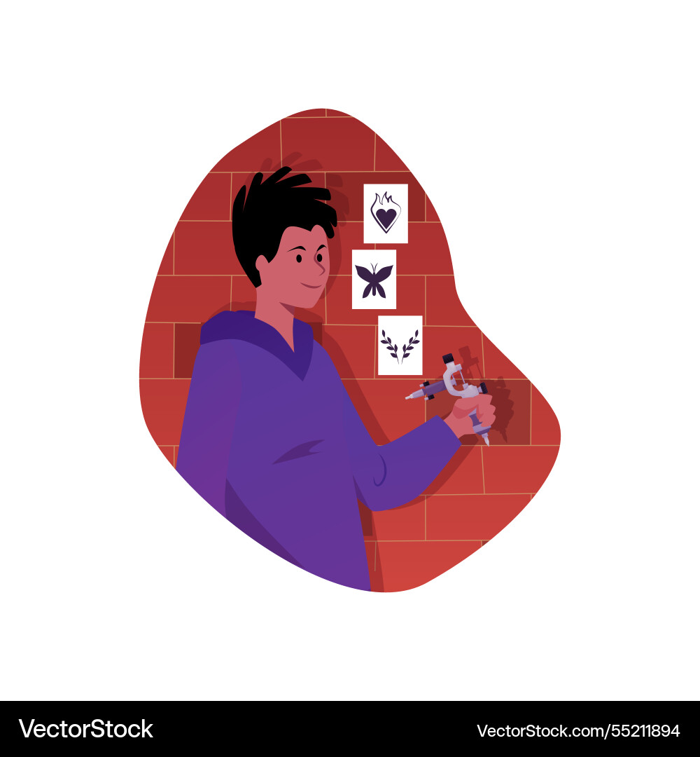 Young man tattoo artist with needle machine Vector Image