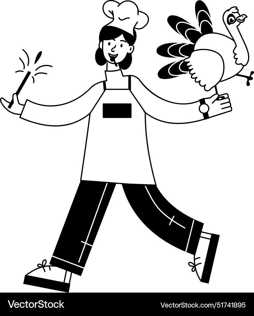 A well-designed linear mini of chef Royalty Free Vector