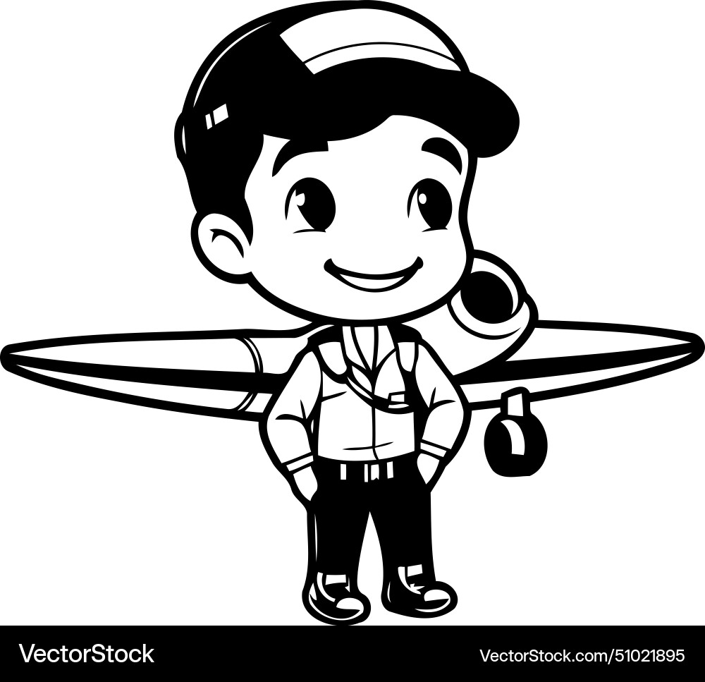 Airplane pilot character cartoon icon isolated Vector Image