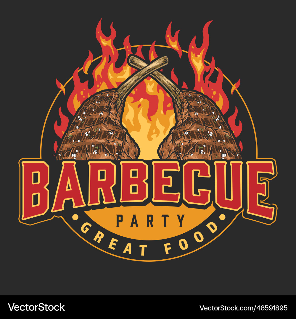 Colorful Barbecue Party Emblem Royalty Free Vector Image