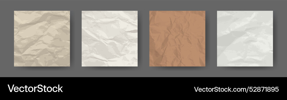 Crumpled paper posters on black background Vector Image