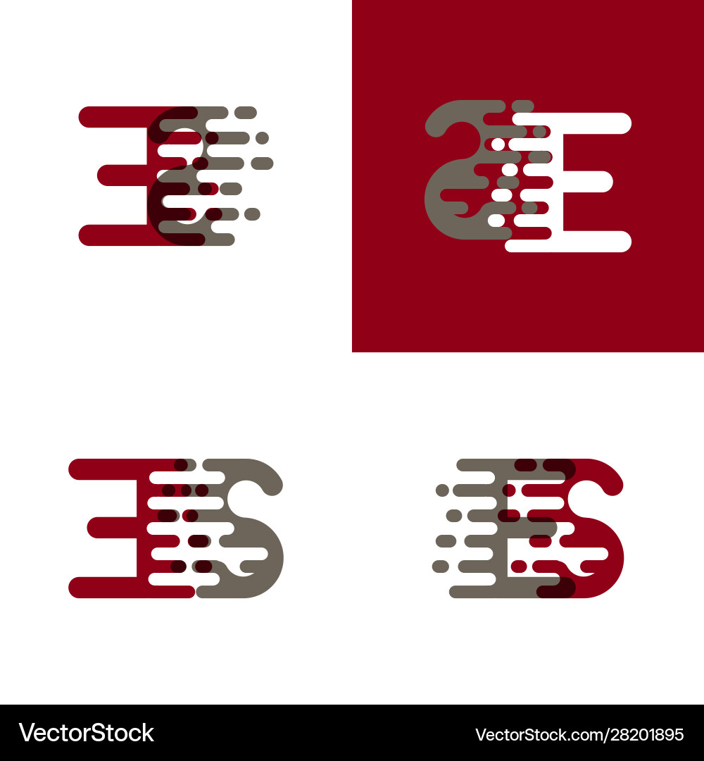 Es letters logo with accent speed in drak red Vector Image