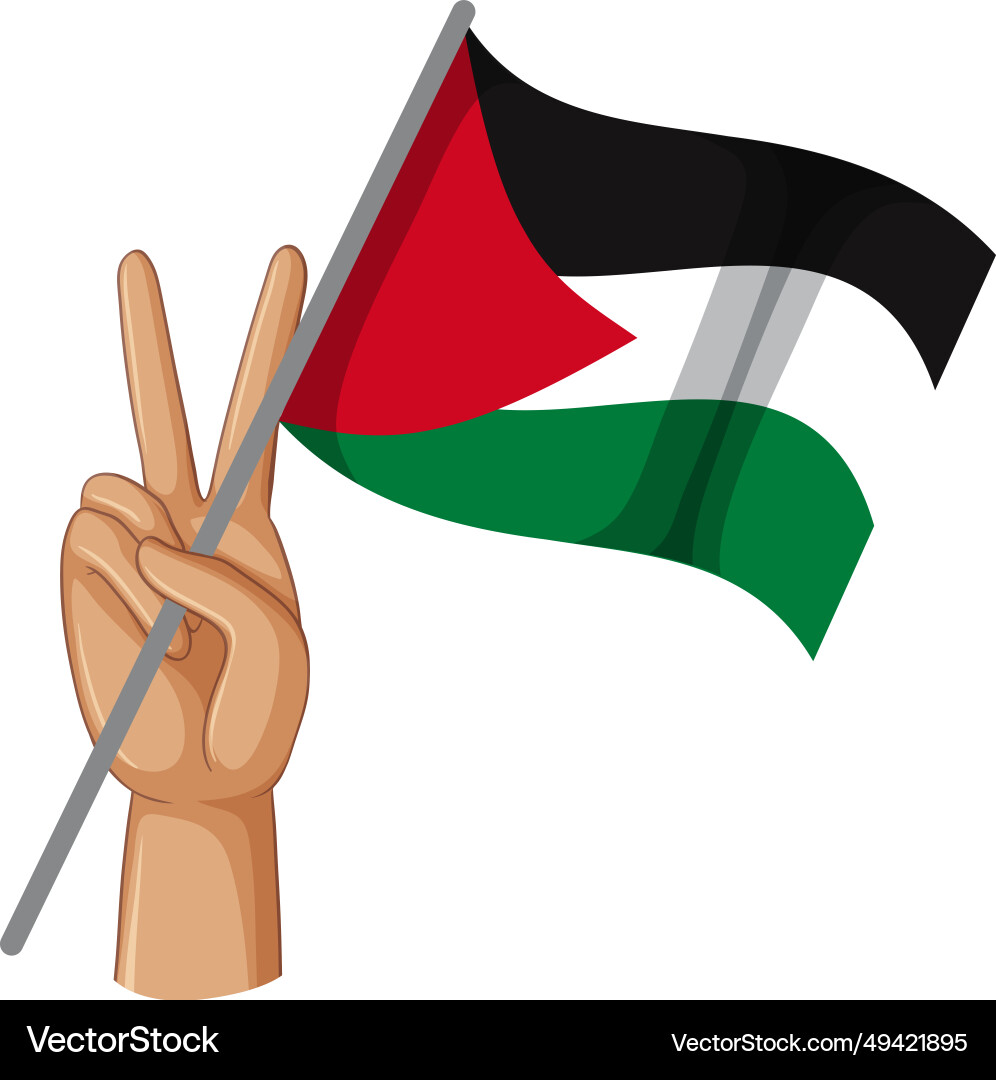 Peaceful gesture hand holding palestine flag Vector Image