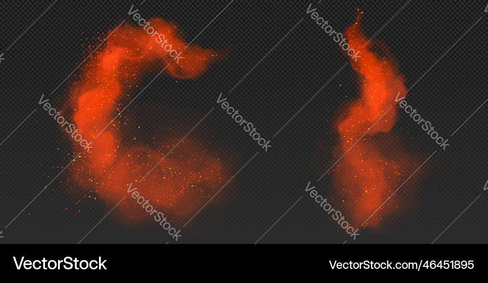 Realistic set of red dust clouds on transparent Vector Image