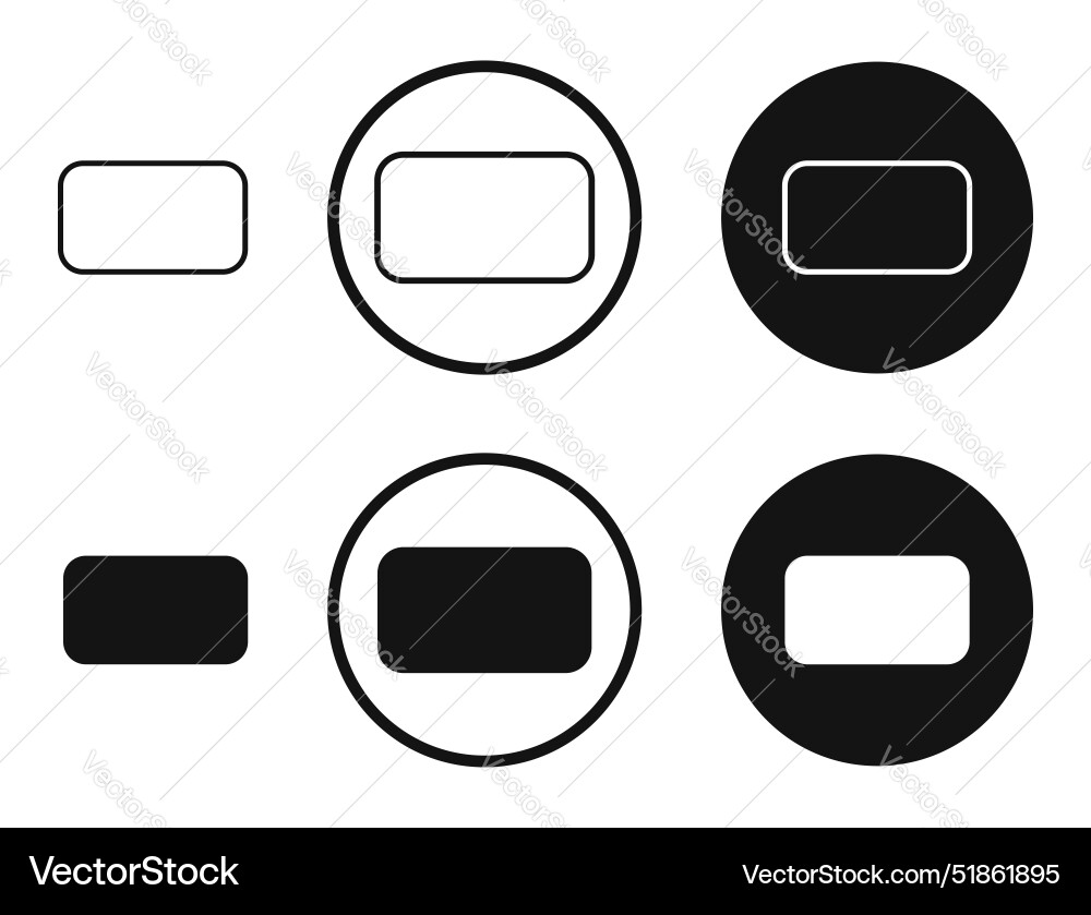 Rectangle panoramic icon set in black and white Vector Image