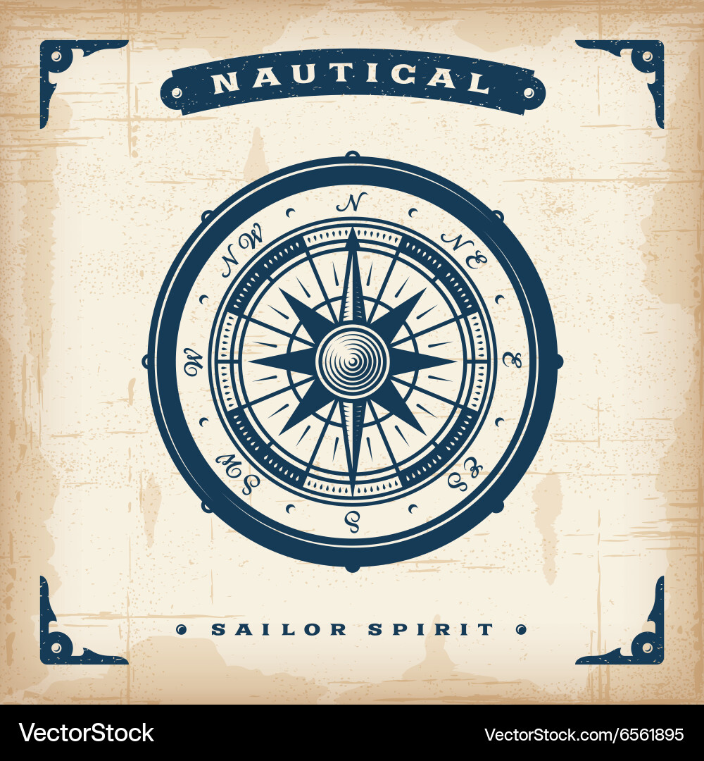 Vintage nautical compass Royalty Free Vector Image