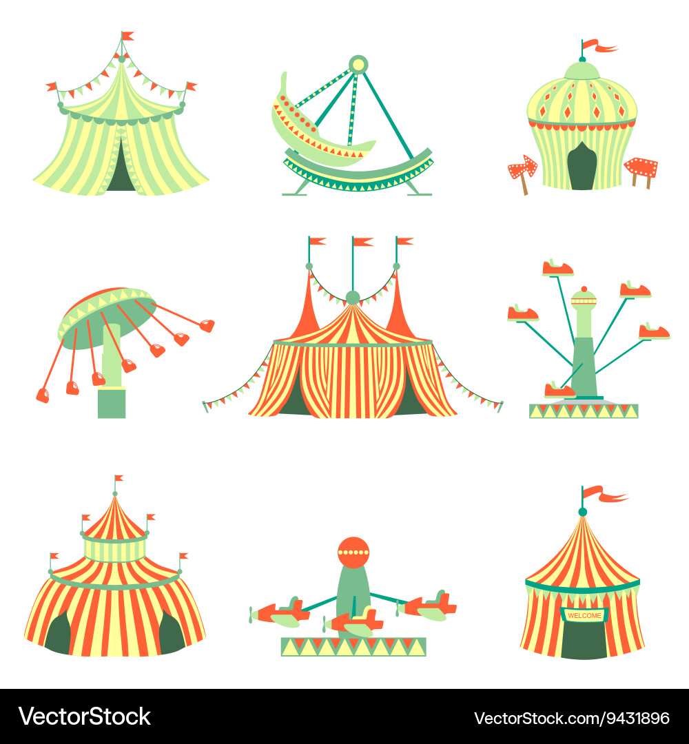 Amusement park elements collection Royalty Free Vector Image