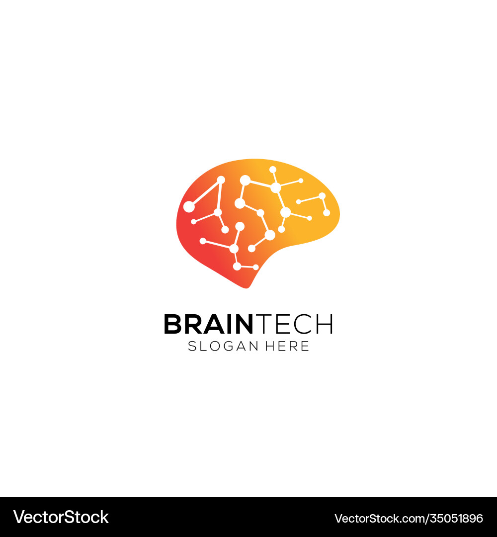 Brain technology logo design Royalty Free Vector Image