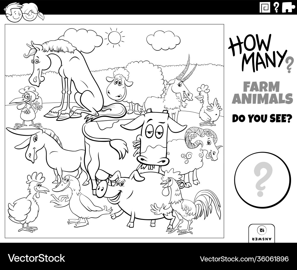 Counting farm animals educational task for kids Vector Image