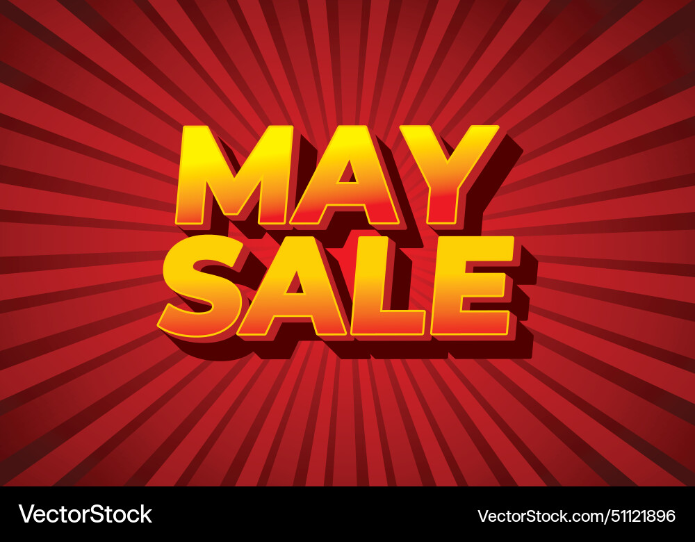 May sale text effect in 3 dimensions style Vector Image