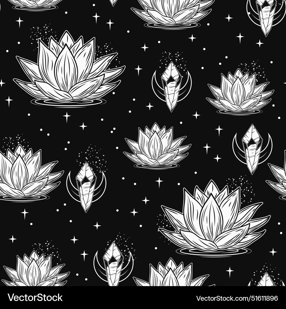 Mysterious pattern with lotus magic crystals Vector Image