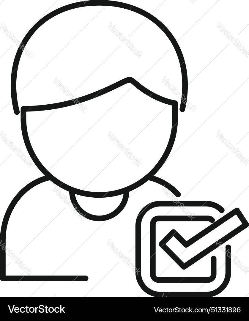User profile with check mark line icon Royalty Free Vector
