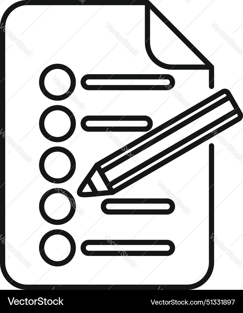 Checklist icon with pencil line art Royalty Free Vector