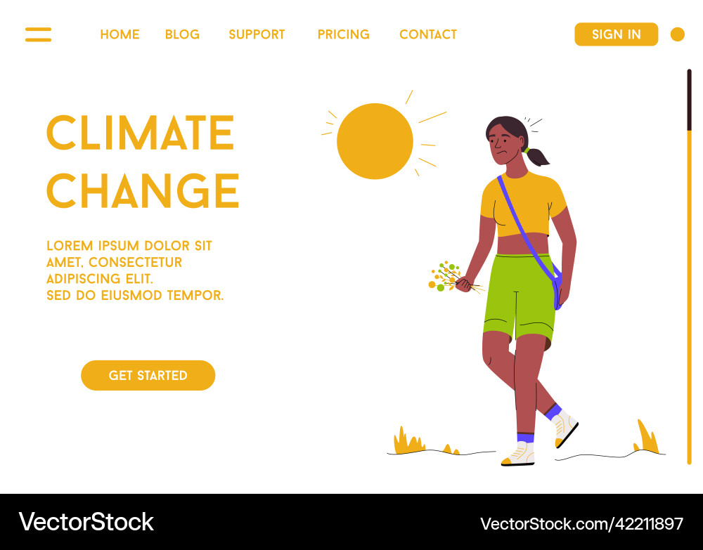 Climate change concept character design Royalty Free Vector