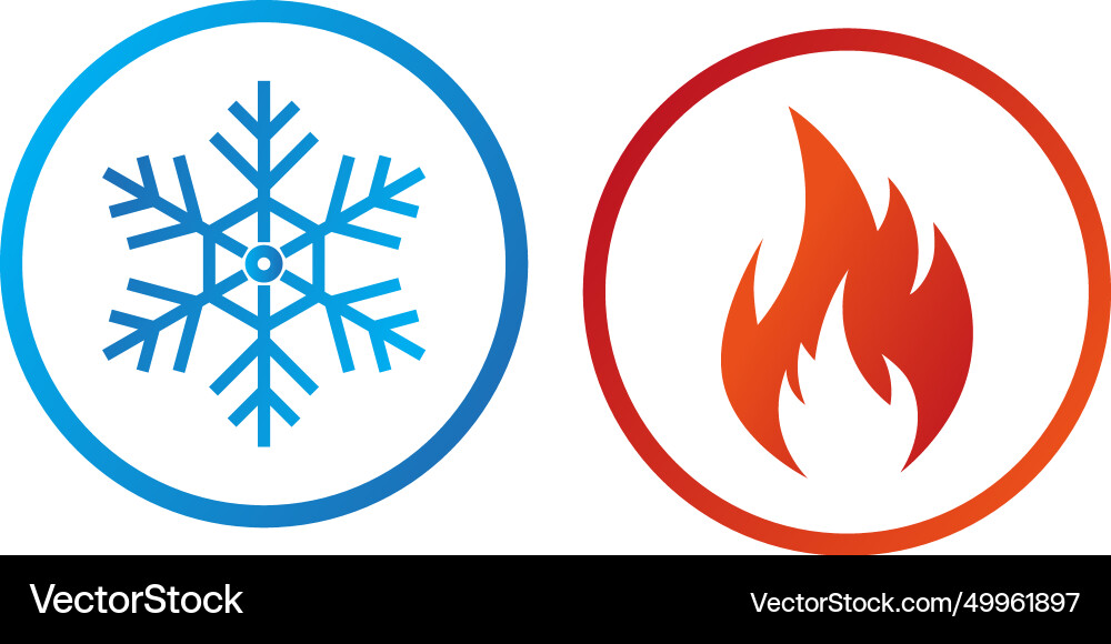 Cold and heat icons set Royalty Free Vector Image