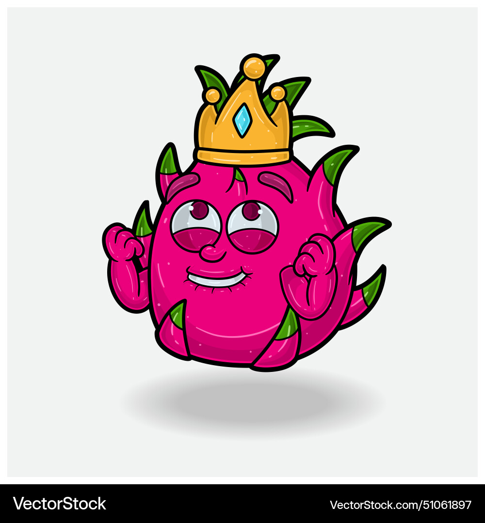 Happy expression with dragon fruit crown mascot Vector Image