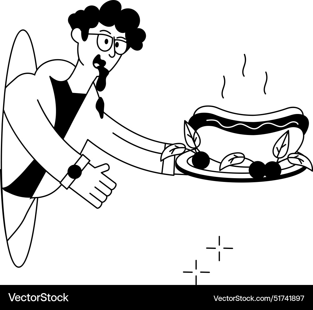 Heres a linear mini of man serving f Royalty Free Vector