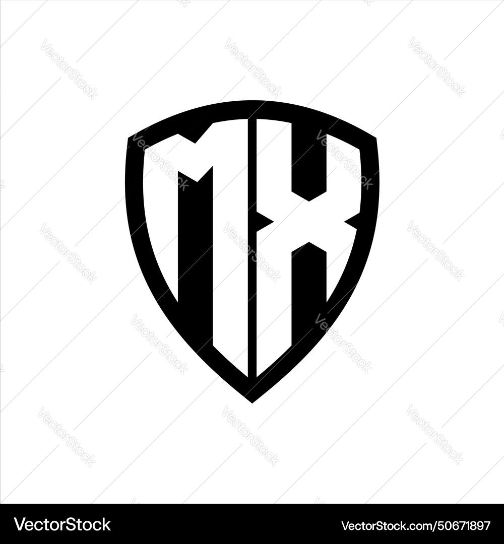 Mx monogram logo with bold letters shield shape Vector Image