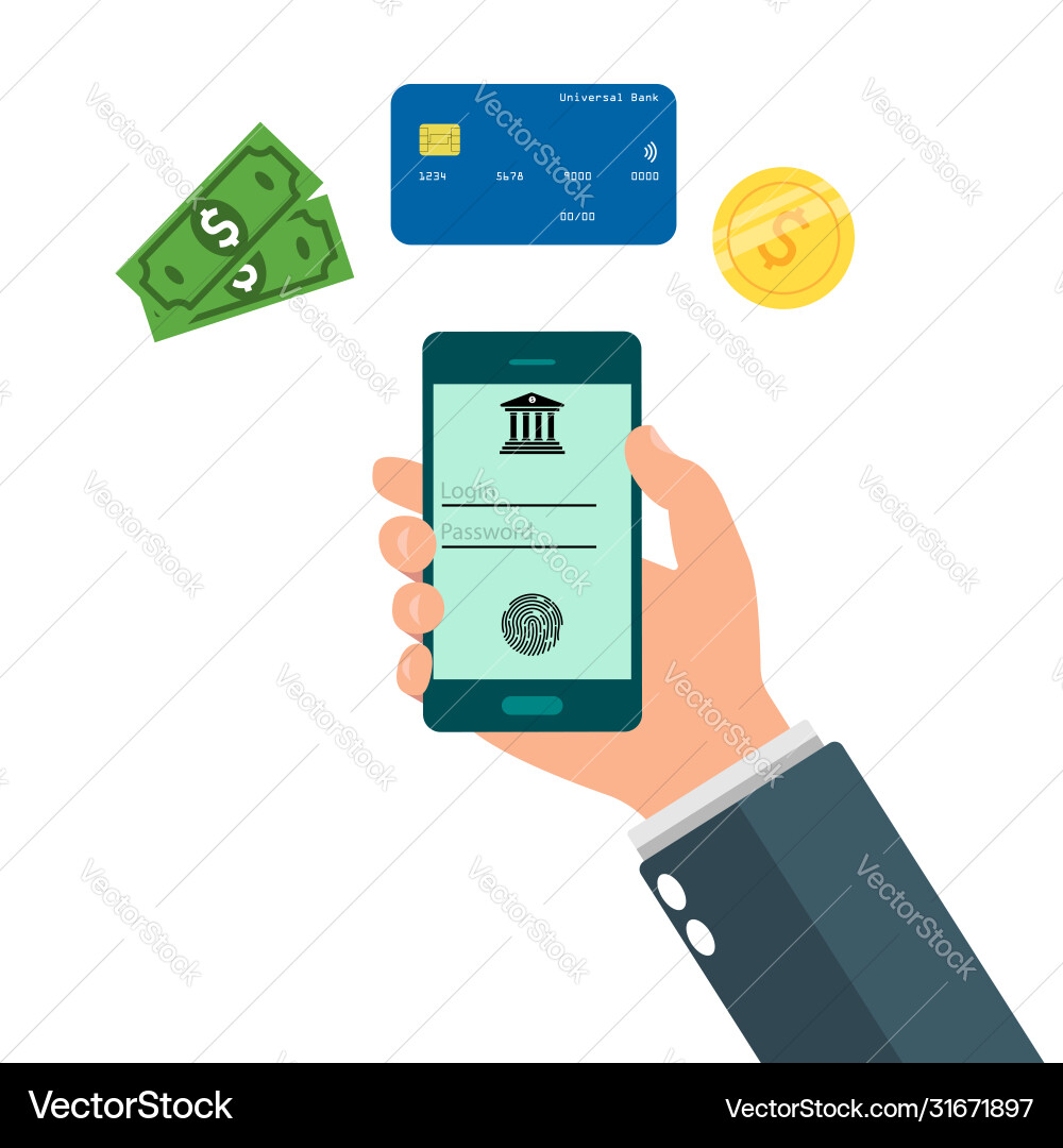 Online banking mobile apps transfer bill payment Vector Image