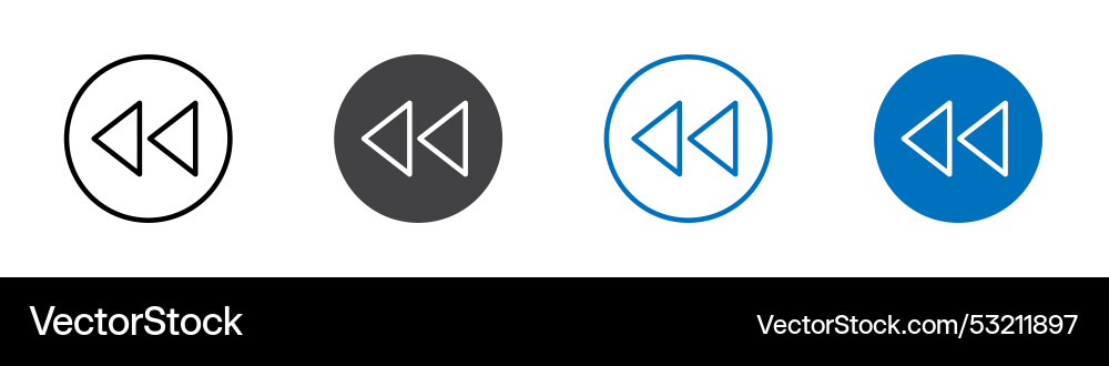 Rewind icon flat editable mark set Royalty Free Vector Image