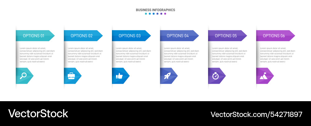 Six Stage Progress Bar Timeline Royalty Free Vector Image