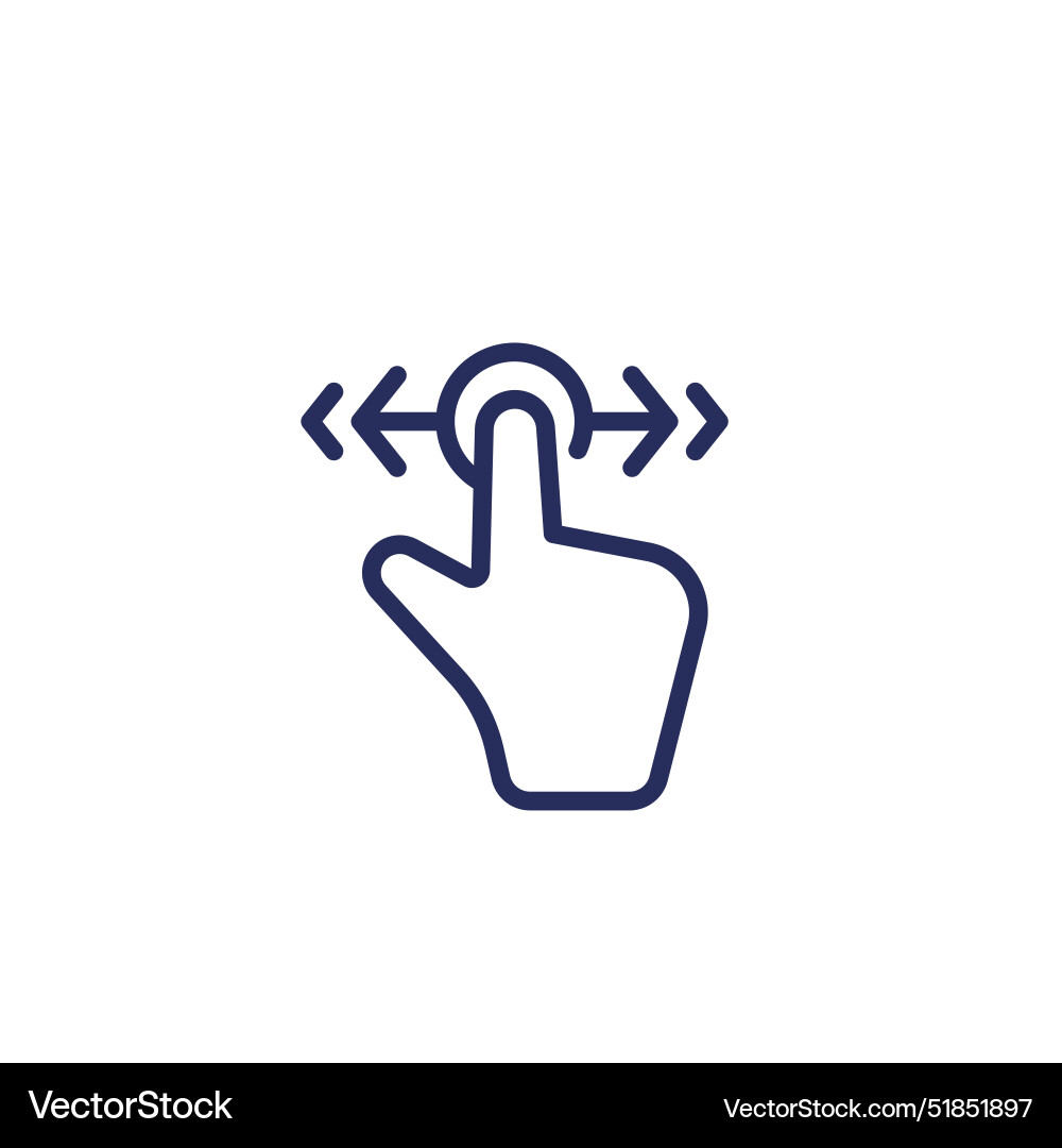 Slide or scroll line icon hand gesture Royalty Free Vector