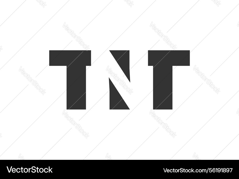 Tnt logo design initial letter t n bold font Vector Image