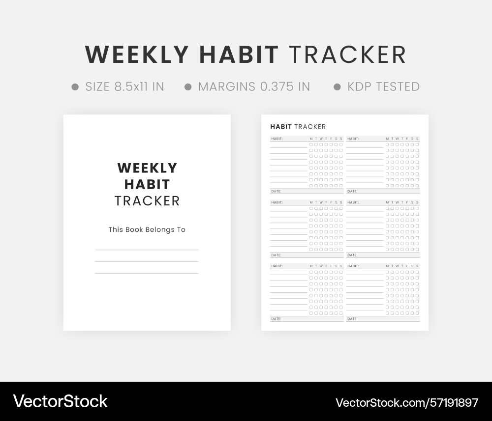 Weekly habit tracker template printable Royalty Free Vector